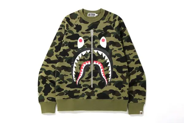 A BATHING APE 1st Camo Shark Crewneck Sweatshirt - Green