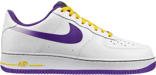 Nike Air Force 1 Low Snakeskin Lakers Sneakers - White/court Purpleone-colortour Yellow