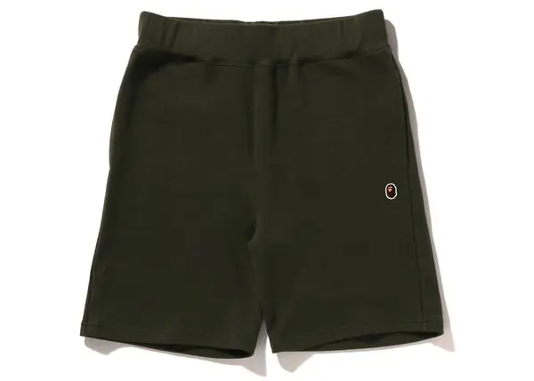 A BATHING APE Ape Head One Point Sweat Short - Olive Drab
