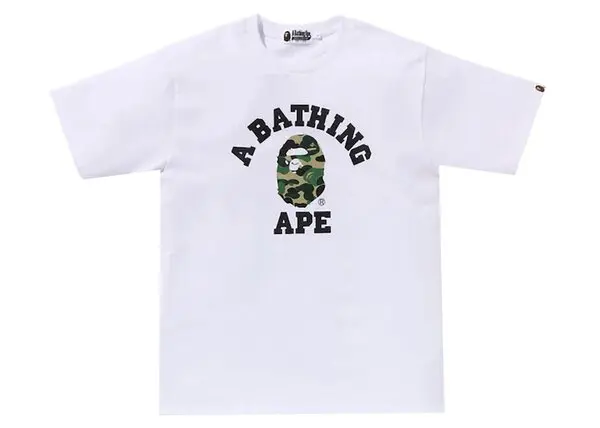 A BATHING APE Abc Camo College Organic Cotton Tee Shirt - White/green