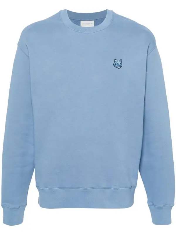 Maison Kitsuné Logo-patch Cotton Sweatshirt - Blue