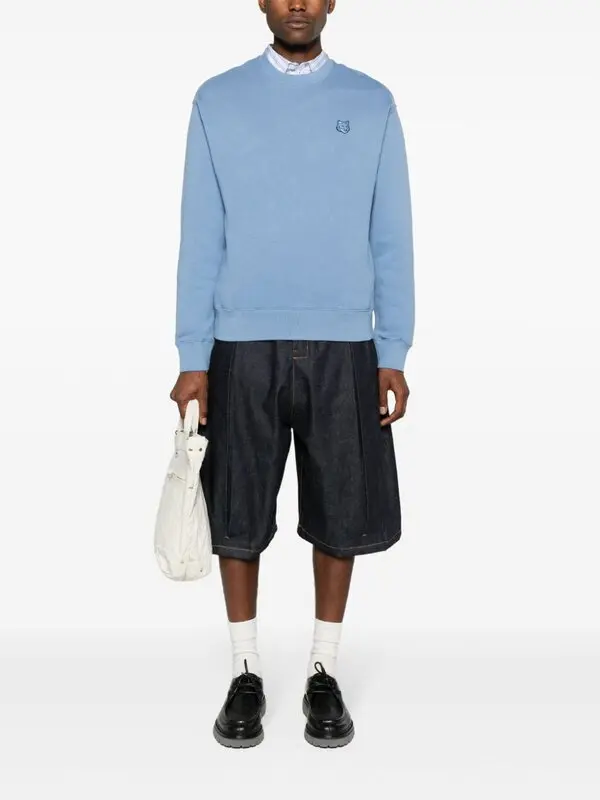 Maison Kitsuné Logo-patch Cotton Sweatshirt - Blue