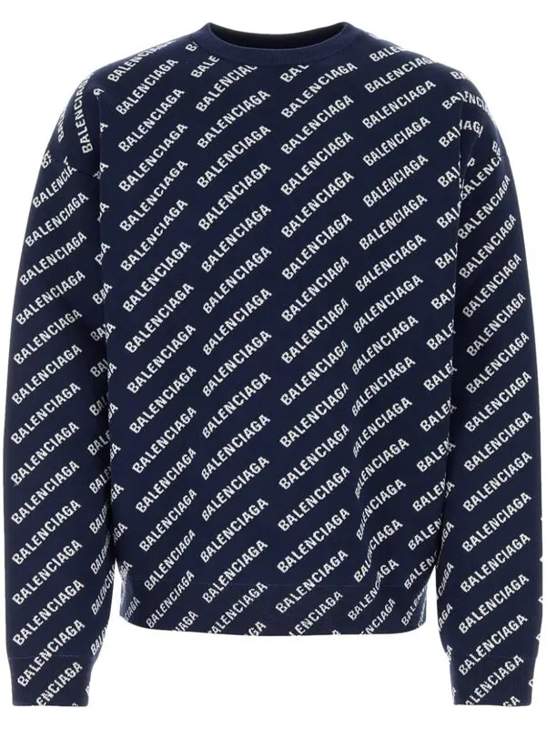 Balenciaga Allover Logo Jumper - Blue