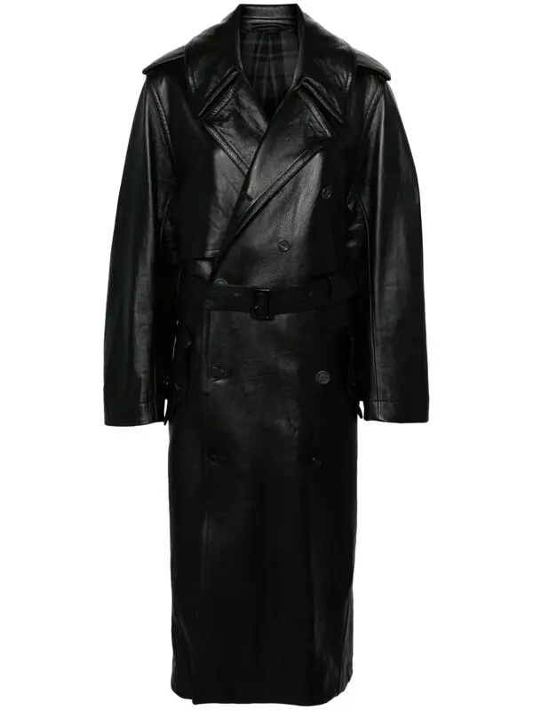 Balenciaga Belted Leather Trench Coat
