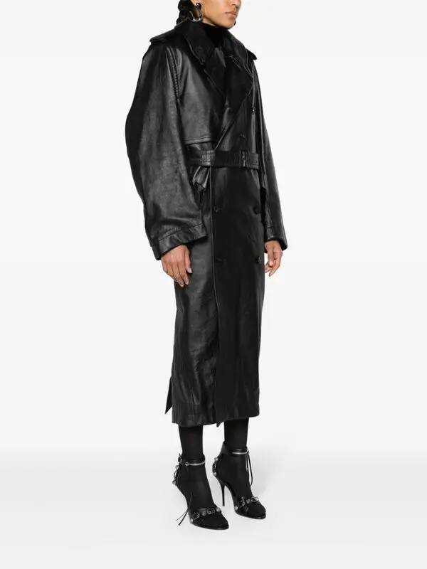 Balenciaga Belted Leather Trench Coat