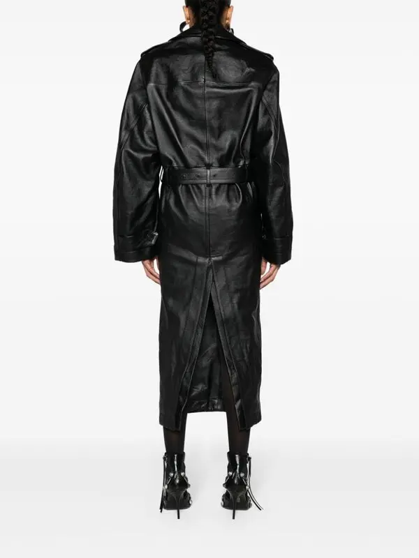 Balenciaga Belted Leather Trench Coat