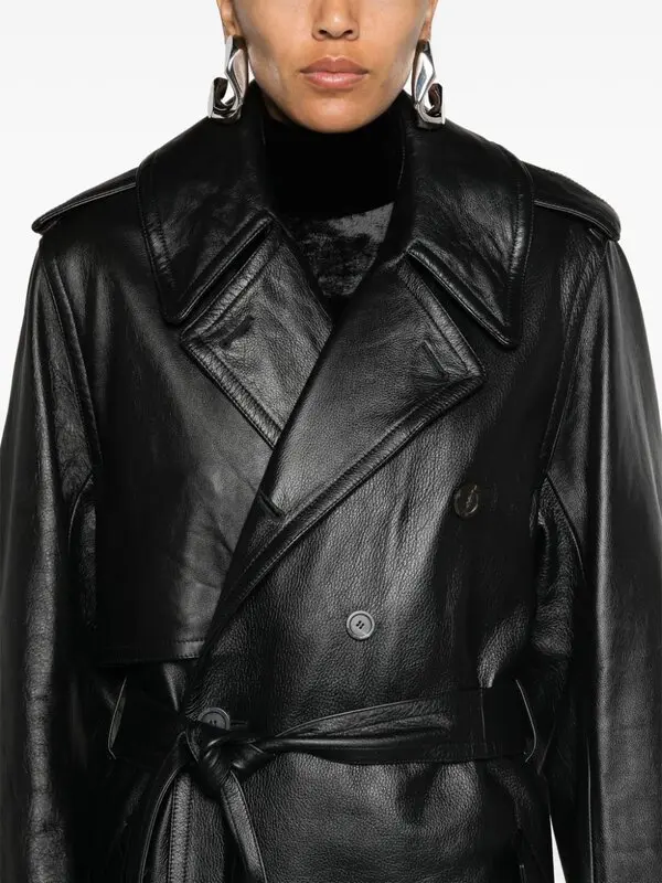 Balenciaga Belted Leather Trench Coat