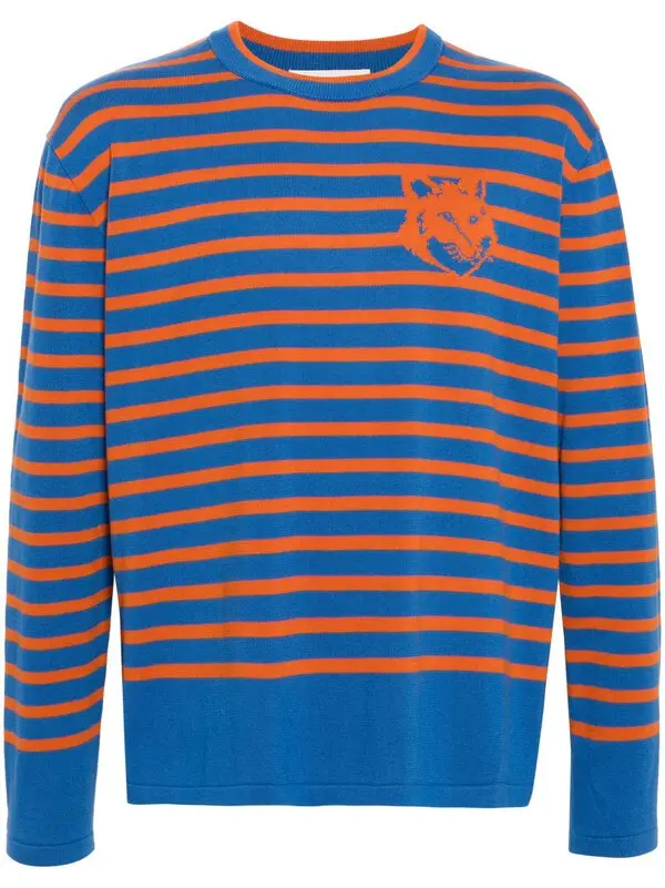 Maison Kitsuné Logo Intarsia Cotton Jumper