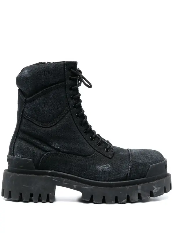 Balenciaga Lace-Up Combat Boots - Black | Editorialist display picture 3