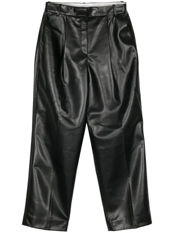 Calvin Klein Pleated Straight-leg Trousers - Black