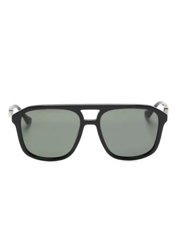 Gucci Web Detailed Navigator Frame Sunglasses - Black