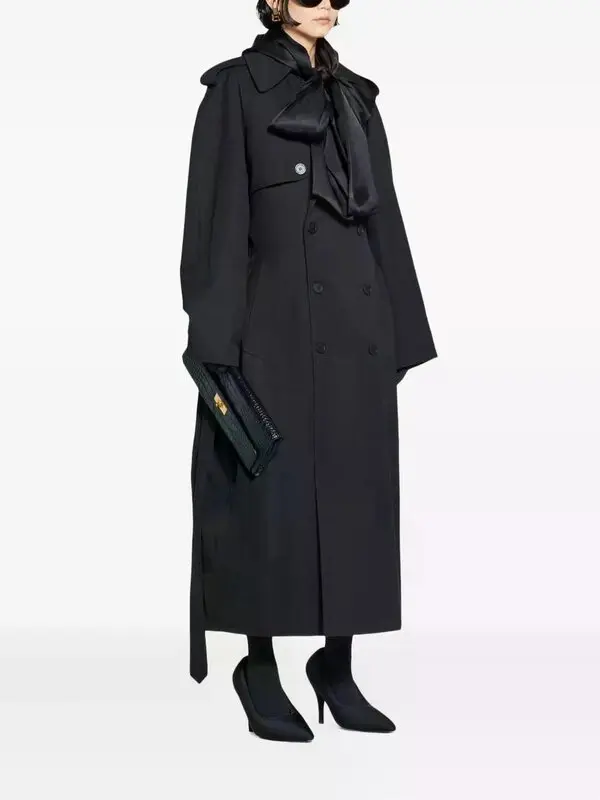 Balenciaga Pussy-bow Double-breasted Trench Coat