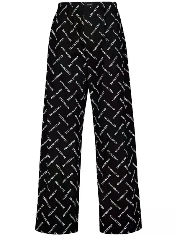 Balenciaga Logo-print Cotton Trousers - Black