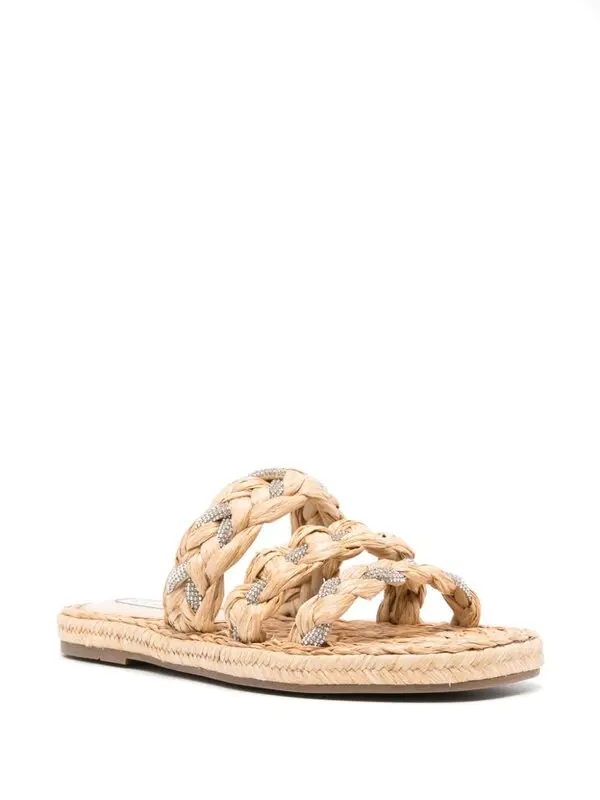 AQUAZZURA Costiera Crystal-embellished Espadrilles - Neutrals