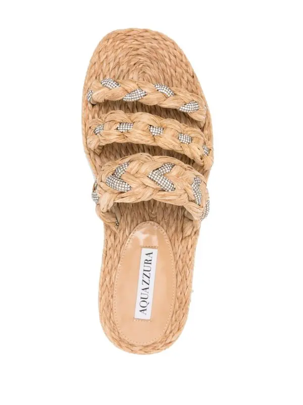 AQUAZZURA Costiera Crystal-embellished Espadrilles - Neutrals