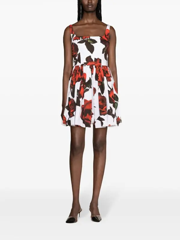 Alexander McQueen Floral Print Flared Mini Dress