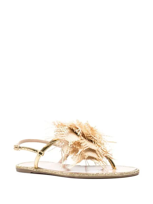 LE SILLA Raffia-weave Flat Sandals