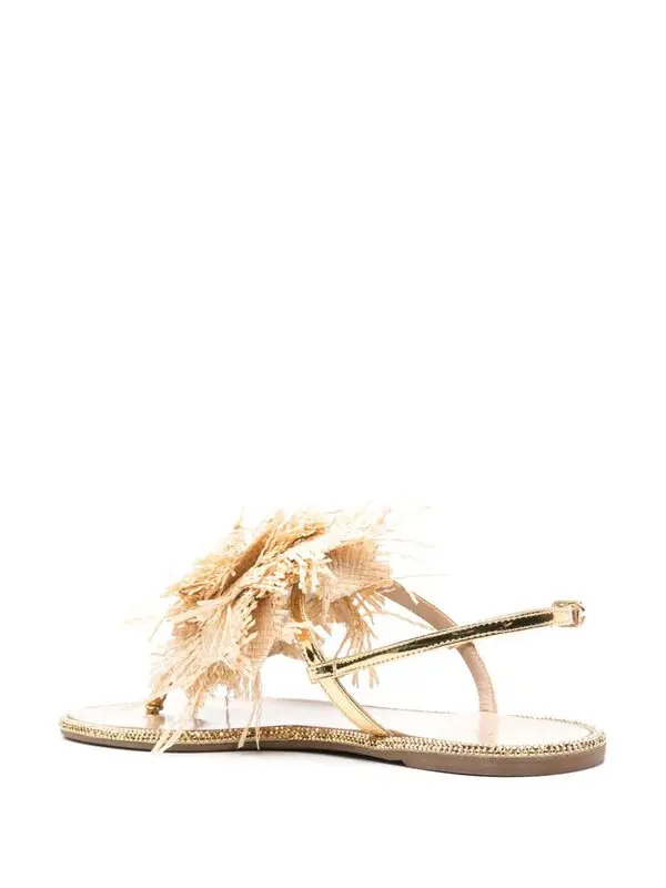 LE SILLA Raffia-weave Flat Sandals