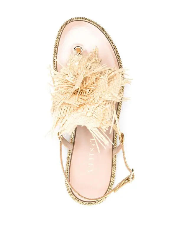 LE SILLA Raffia-weave Flat Sandals