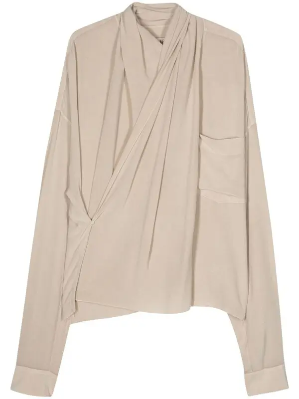 QUIRA Crepe Silk Shawl Blouse
