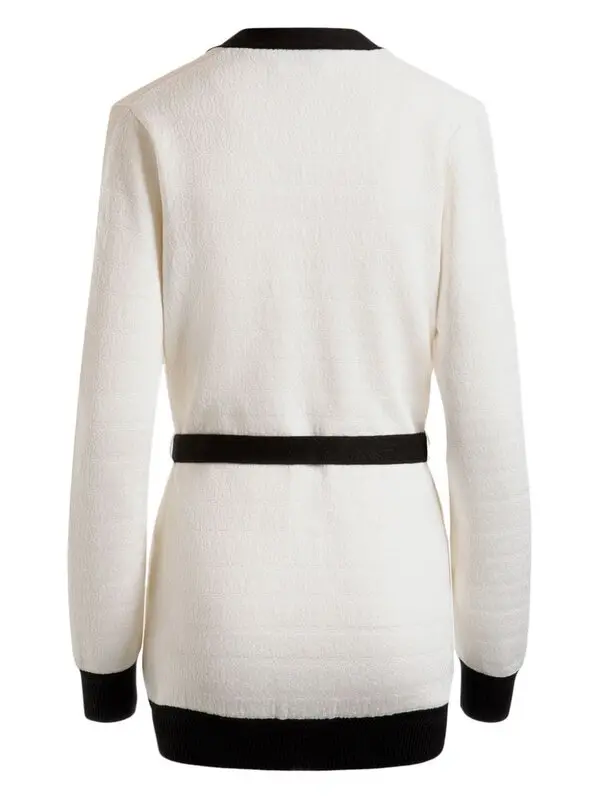 Bally Monogram-jacquard Belted Cardigan - Neutrals