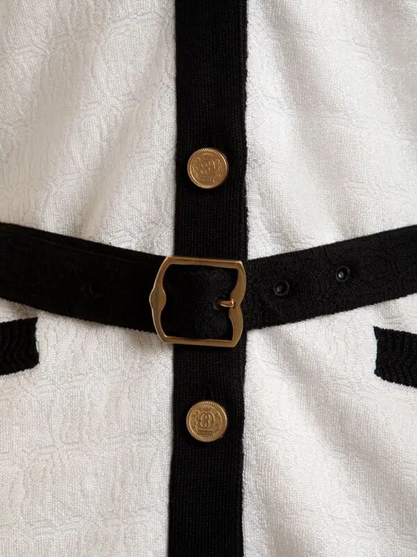 Bally Monogram-jacquard Belted Cardigan - Neutrals