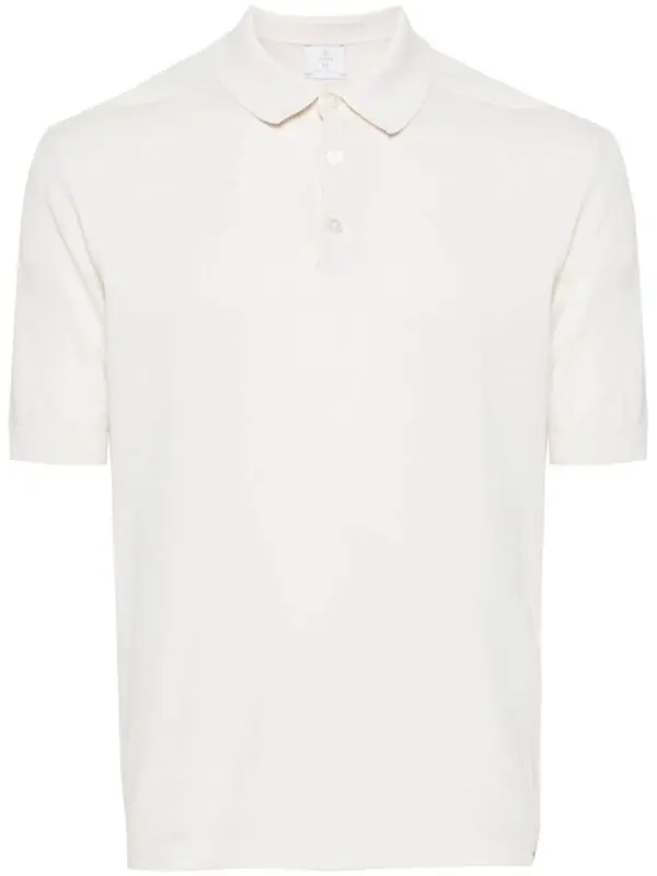 Eleventy Fine-ribbed Cotton Polo Shirt - White