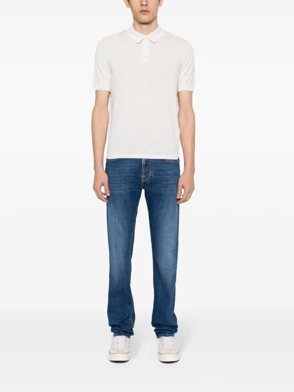 Eleventy Fine-ribbed Cotton Polo Shirt - White