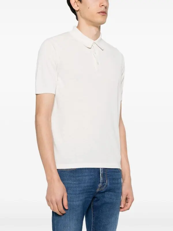 Eleventy Fine-ribbed Cotton Polo Shirt - White