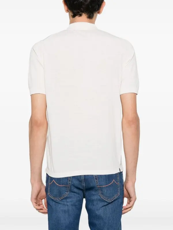 Eleventy Fine-ribbed Cotton Polo Shirt - White