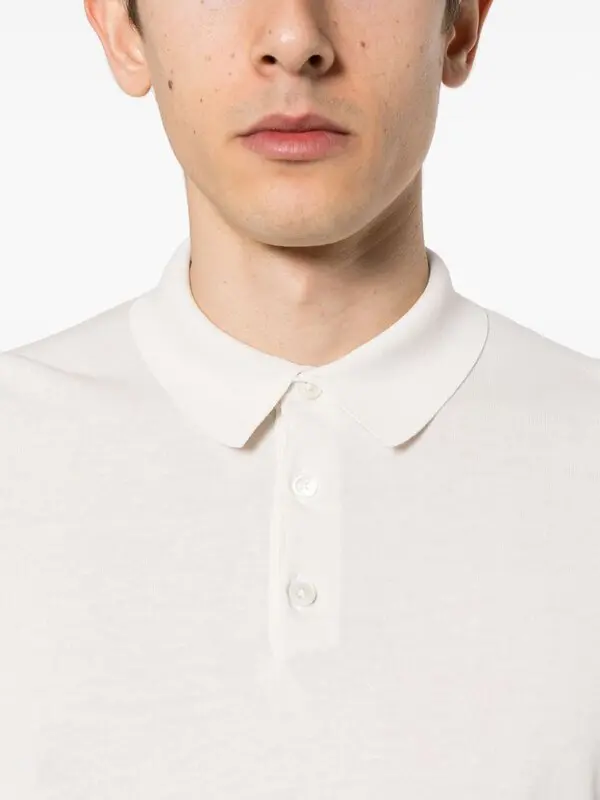 Eleventy Fine-ribbed Cotton Polo Shirt - White