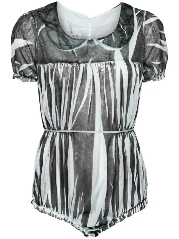 MAISON MARGIELA Zebra-print Short-sleeve Bodysuit