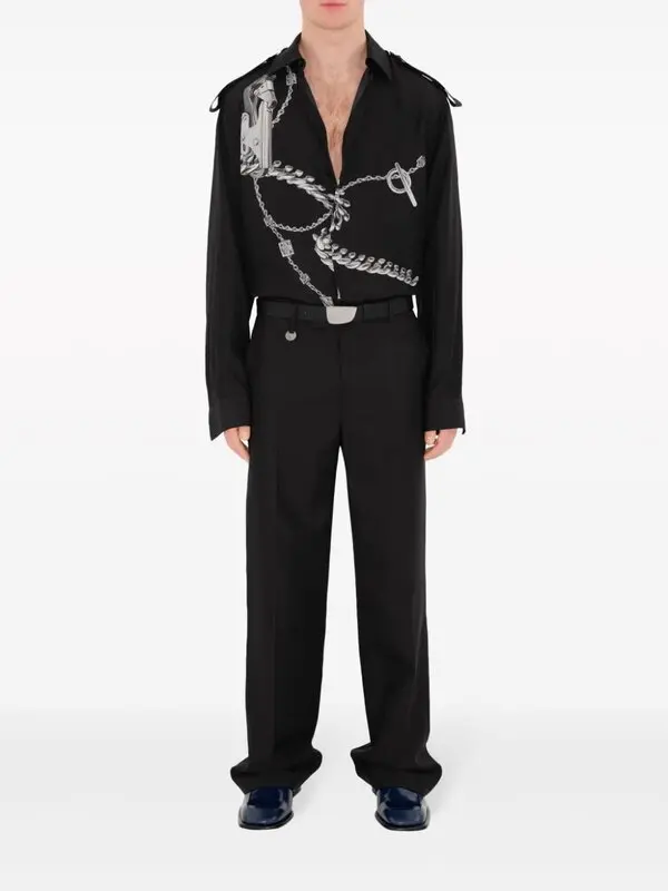 Burberry Knight Hardware-print Shirt - Black