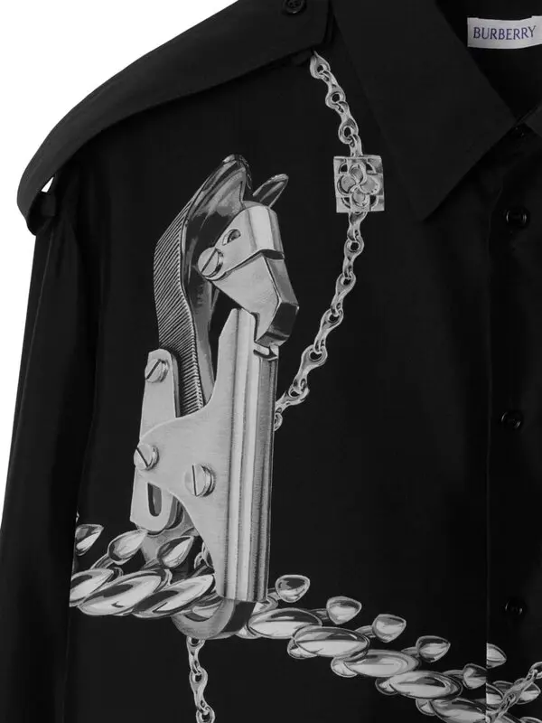Burberry Knight Hardware-print Shirt - Black