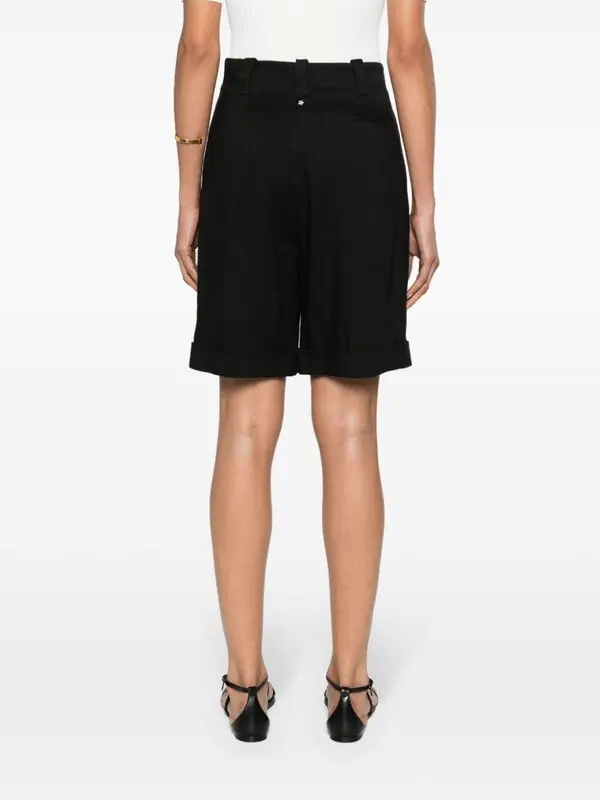 Lorena Antoniazzi Pleat-detail Linen-blend Shorts - Black
