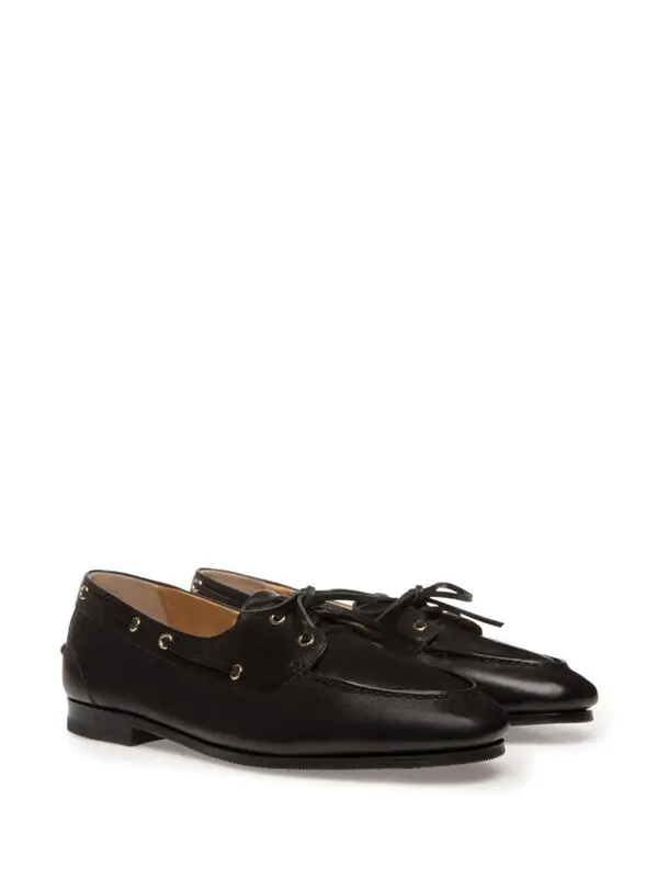 Bally Plume Leather Boat Shoes - Black