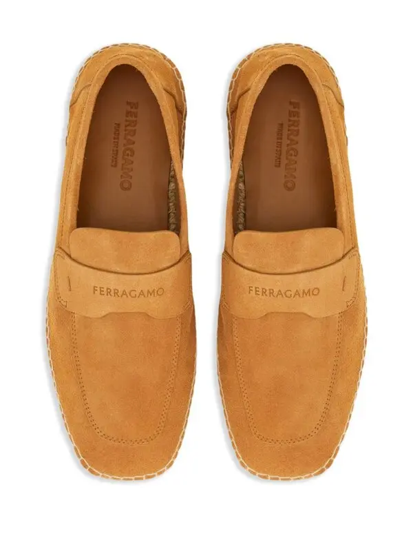 FERRAGAMO Logo-debossed Suede Loafers