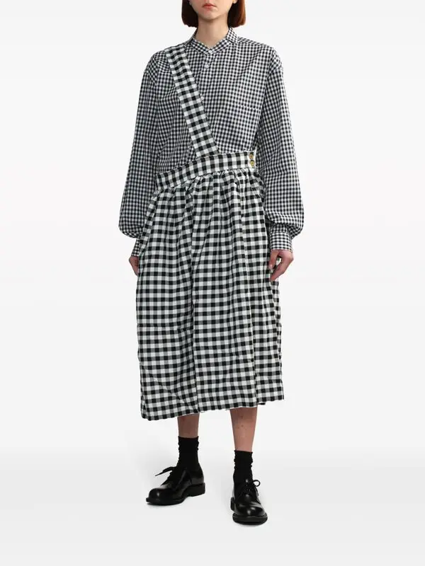 BLACK COMME DES GARÇONS Gingham Print Midi Skirt