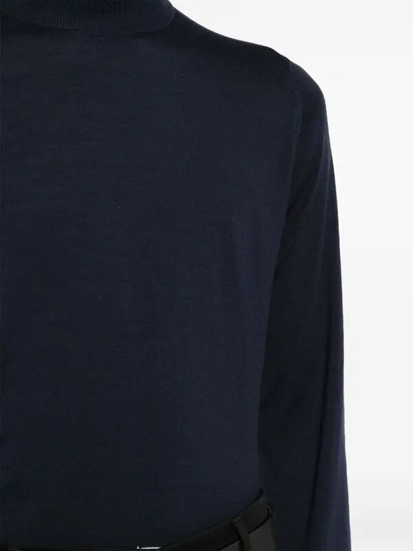 John Smedley Mock Neck Jumper - Blue