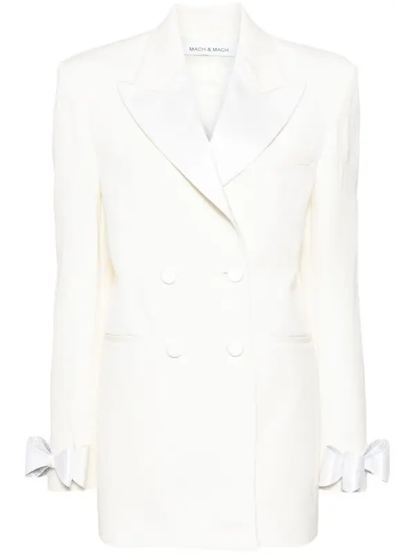 Mach & Mach Bow-embellished Blazer Dress - White