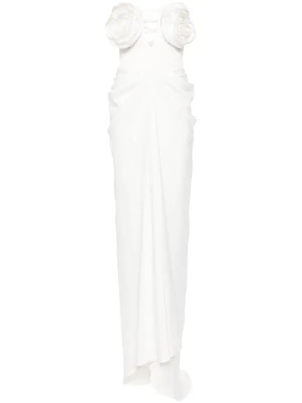 ANA RADU Floral-appliqué Draped Gown