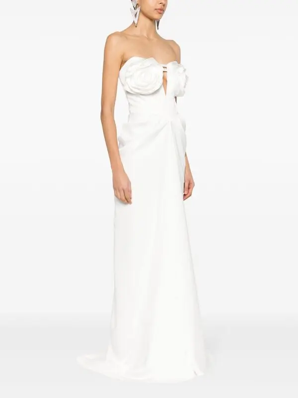 ANA RADU Floral-appliqué Draped Gown