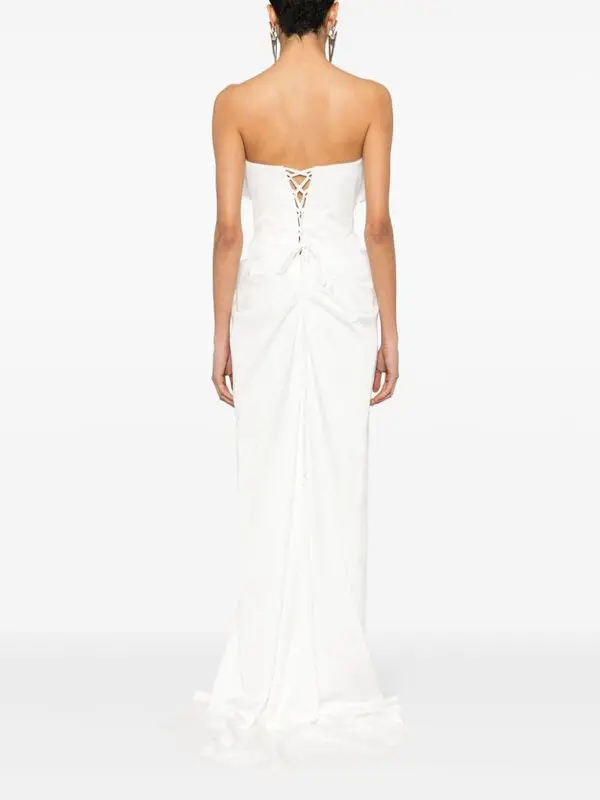 ANA RADU Floral-appliqué Draped Gown