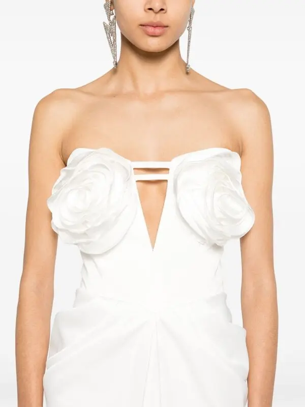 ANA RADU Floral-appliqué Draped Gown