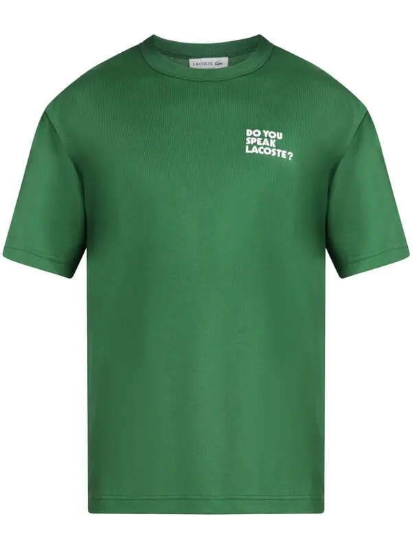 Lacoste Slogan-embroidered Cotton T-shirt