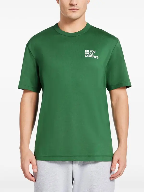 Lacoste Slogan-embroidered Cotton T-shirt