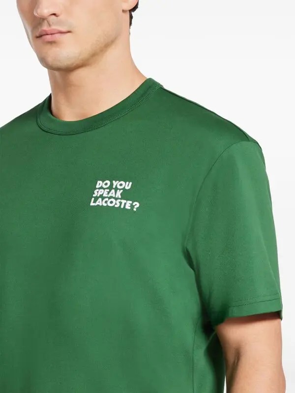 Lacoste Slogan-embroidered Cotton T-shirt