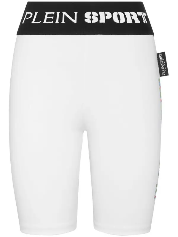 PLEIN SPORT Logo Waistband Cycling Shorts - White