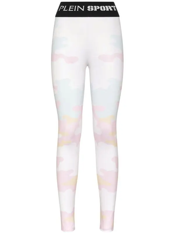 PLEIN SPORT Camouflage-print Leggings - White