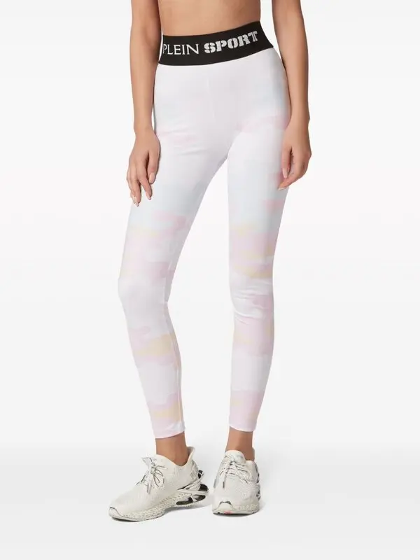 PLEIN SPORT Camouflage-print Leggings - White